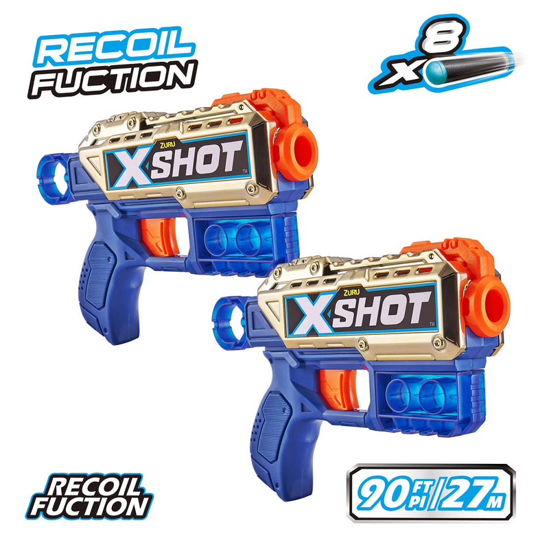 ZURU X-SHOT ROYALE EDITION 2X KICKBACK GOLDEN DART BLASTER