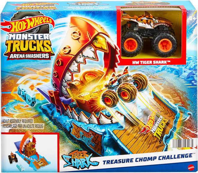 Hot Wheels Monster Trucks Shark Treasure Chomp Challenge Playset – Toys101
